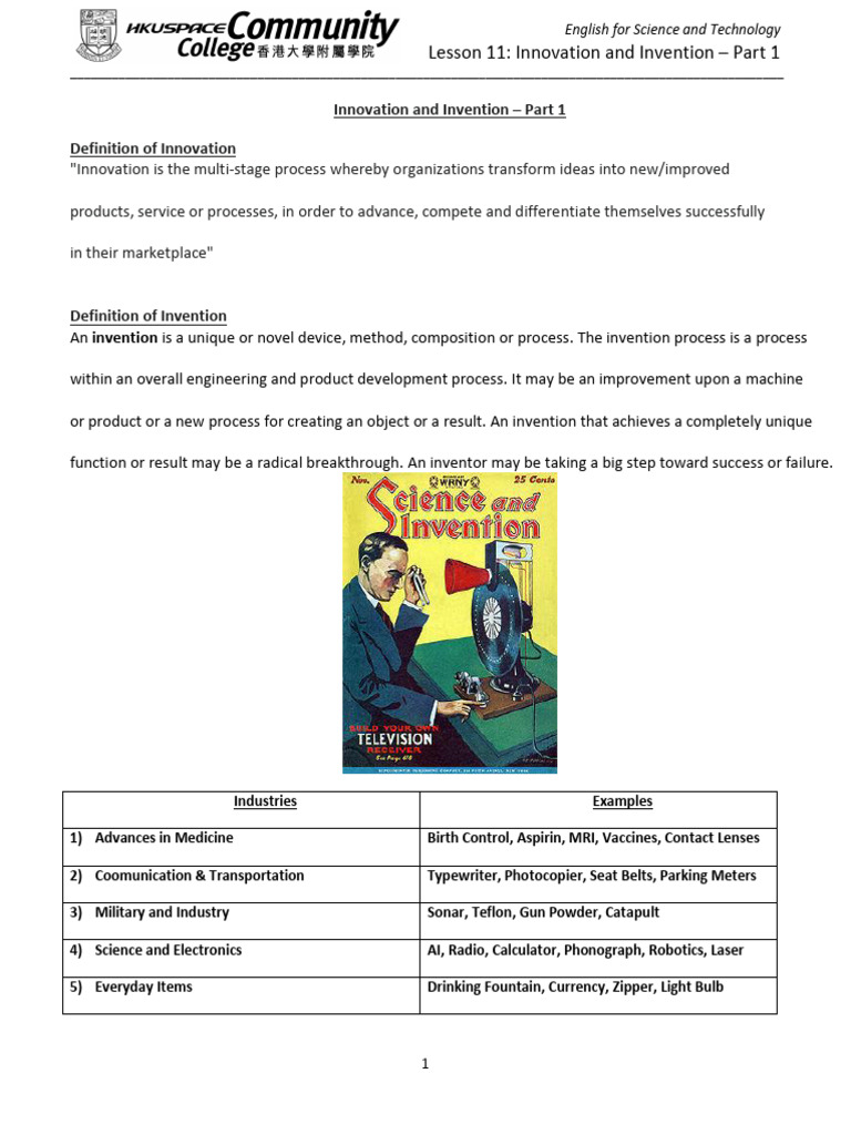 Innovation and Invention Overview | PDF | Television | Invention