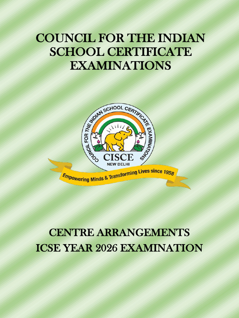 Centre Arrangements Icse 2026 Examination | PDF | Closed Circuit ...