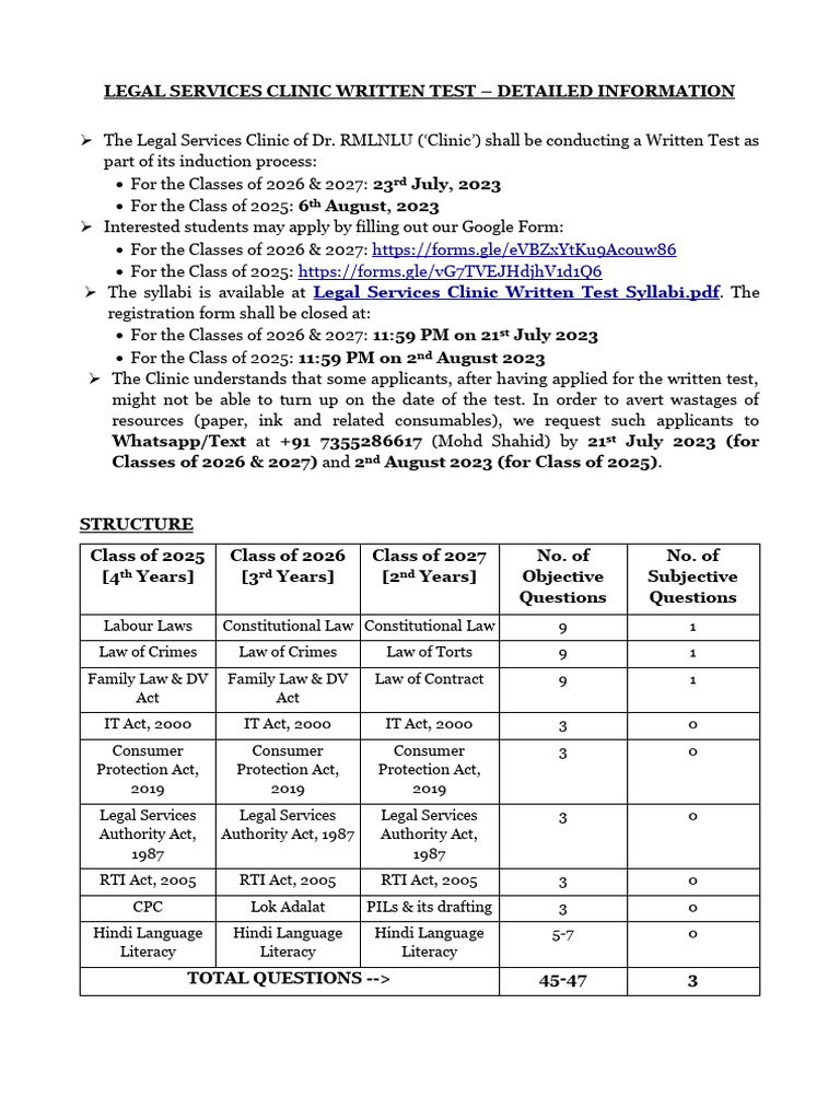 LSC Written Test Structure | PDF | Justice | Crime & Violence