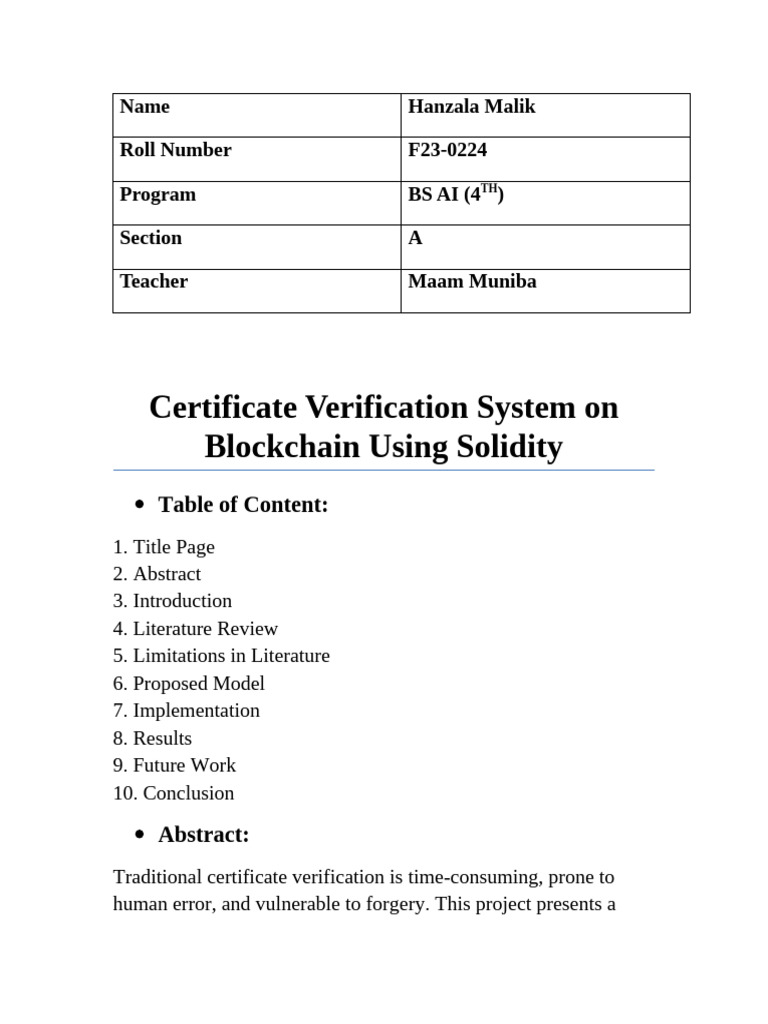 Blockchain Certificate Verification System | PDF | String (Computer ...