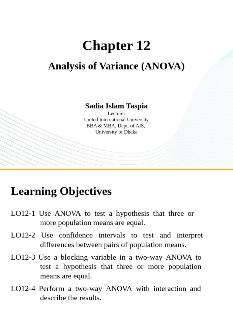 Chap012 PPT Variance Analysis | PDF | Analysis Of Variance | Statistical Significance