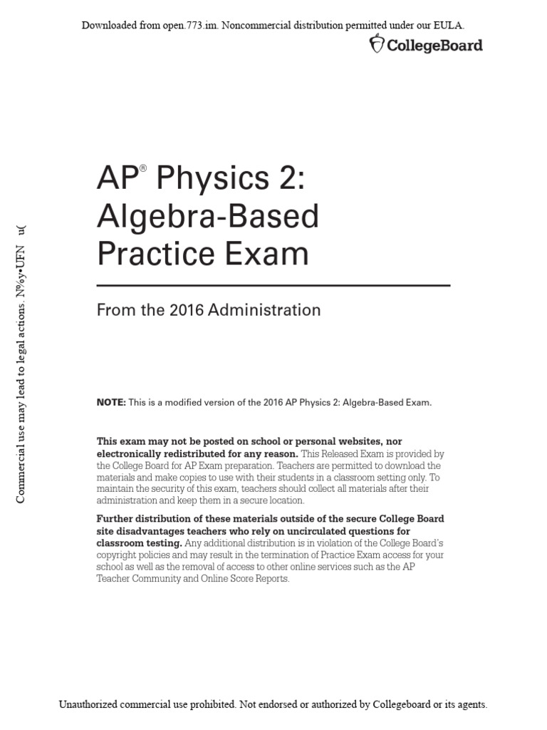 AP Physics 2 2016 | PDF | Multiple Choice