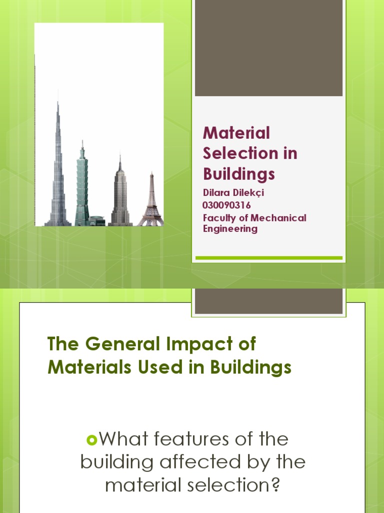 Material Selection in Buildings | PDF | Green Building | Sustainability
