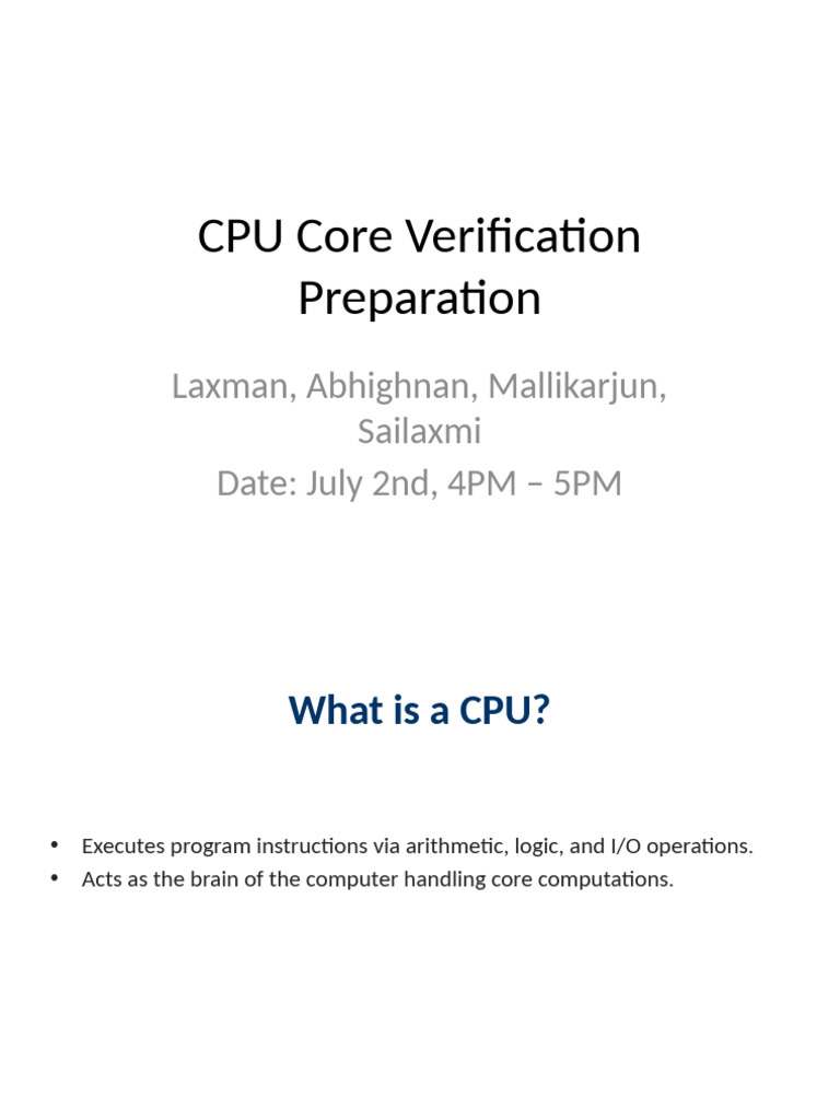 CPU Verification Stylish Presentation | PDF