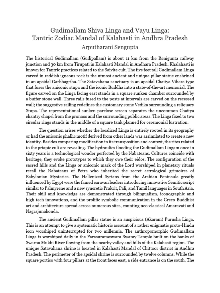 Tantric Gudimallam Shiva Linga and Vayu | PDF | Shiva