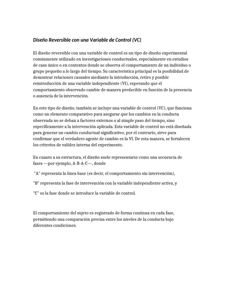 Diseño Reversible con Variable de Control | PDF | Comportamiento ...