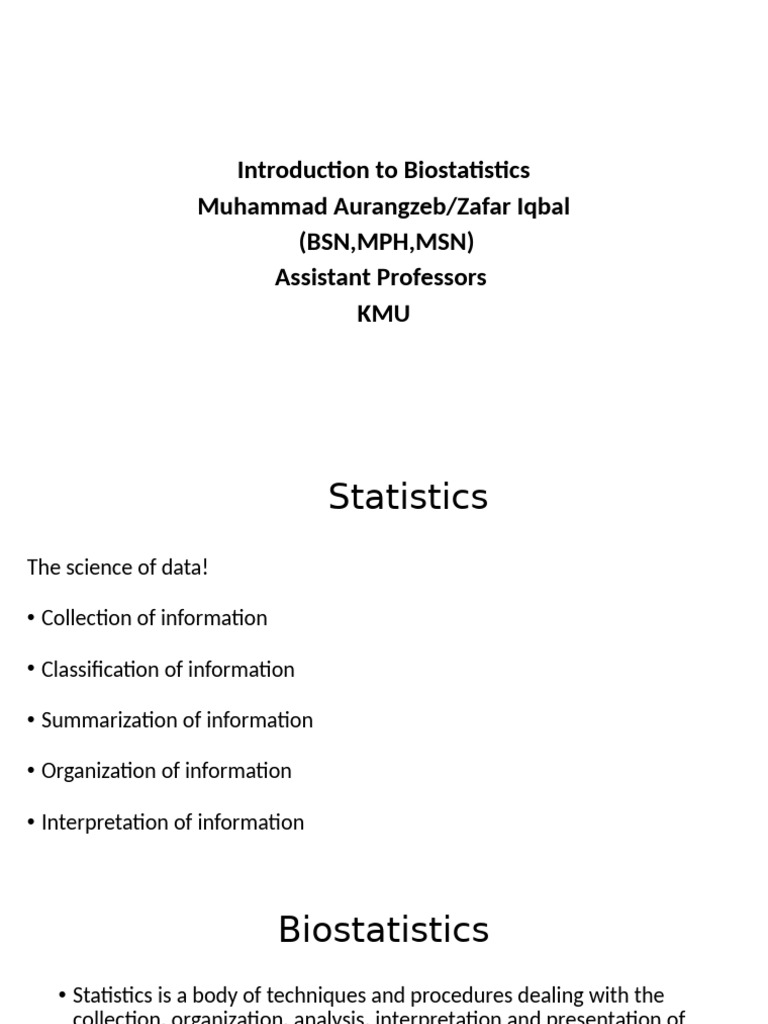 1 Introduction To Biostatistics | PDF | Statistics | Level Of Measurement