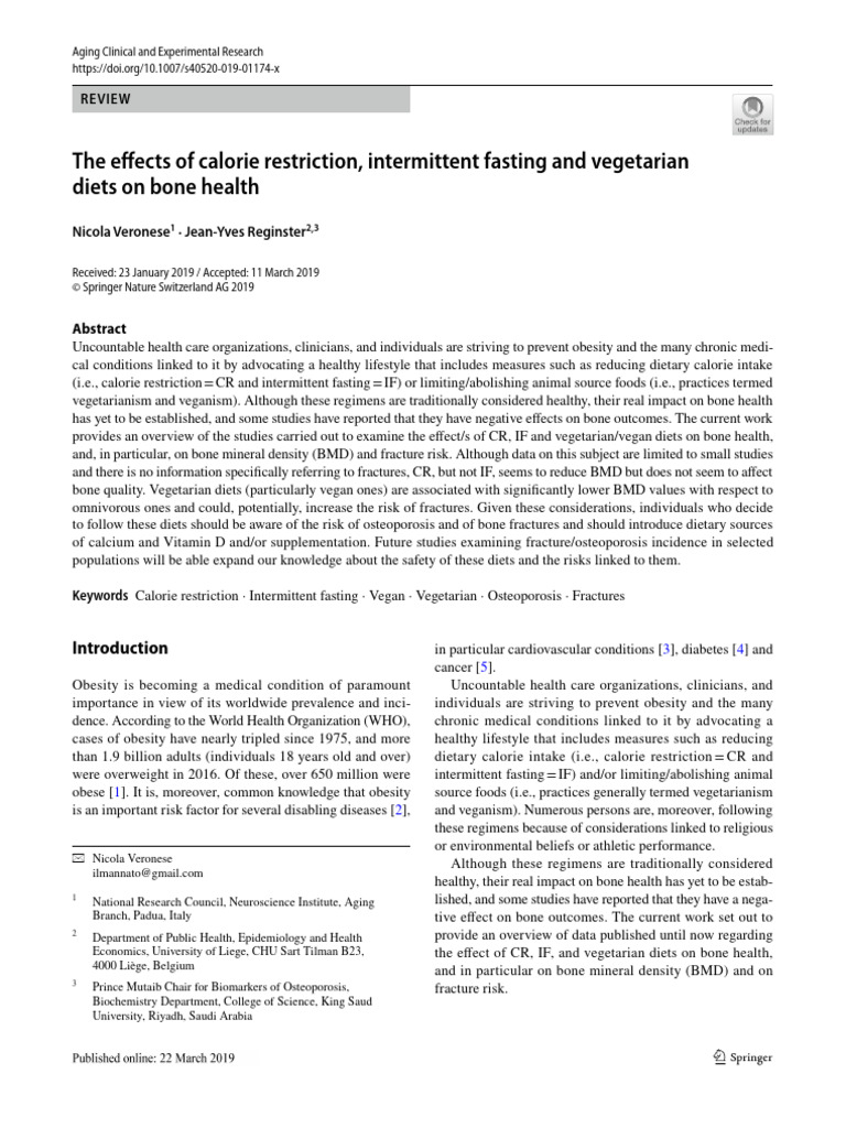 The Effects of Calorie Restriction, Intermittent Fasting and Vegetarian ...