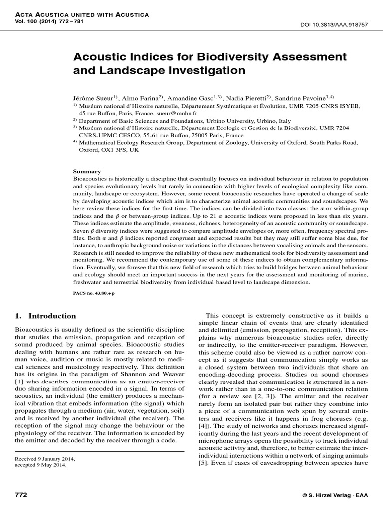 2014 Acoustic Indices For Biodiversity Assessment | PDF | Spectral ...