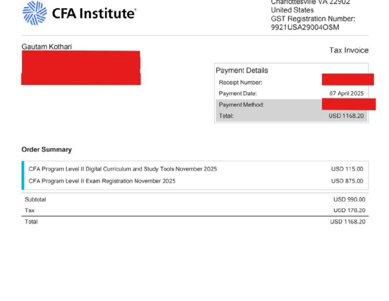 CFA Receipt - Pay | PDF