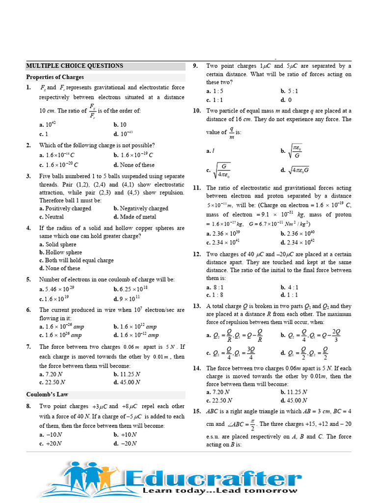 Electrostatics Assignment | PDF | Electric Field | Sphere