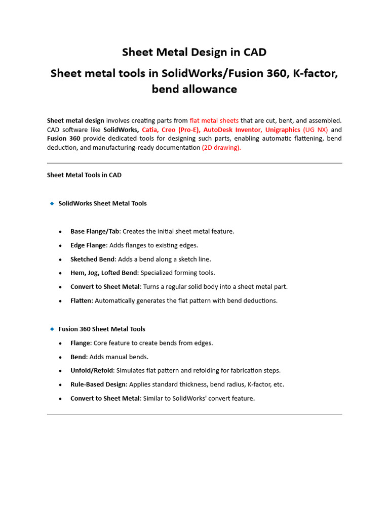 Sheet Metal Design Techniques in CAD | PDF | Sheet Metal | Mechanical ...