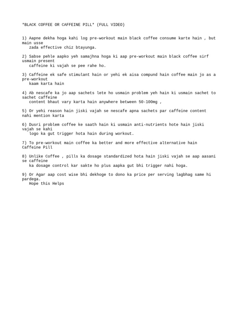 Black Coffee or Caffeine Pill Script | PDF