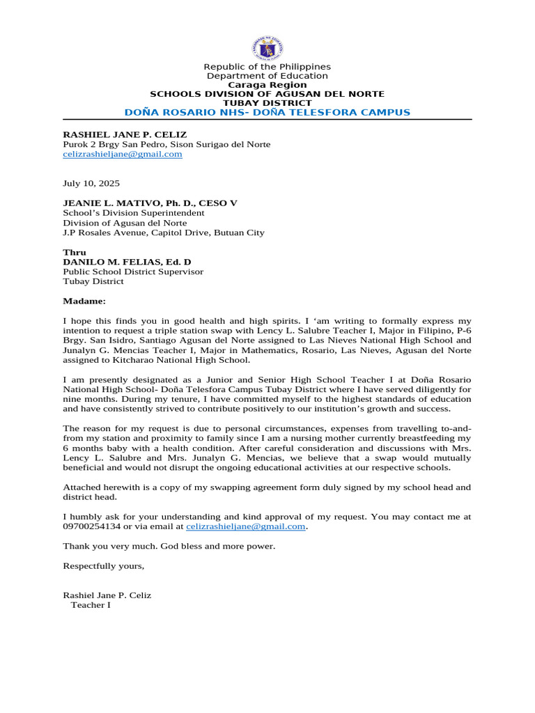 Letter-of-Intent For Swapping 2025 | PDF