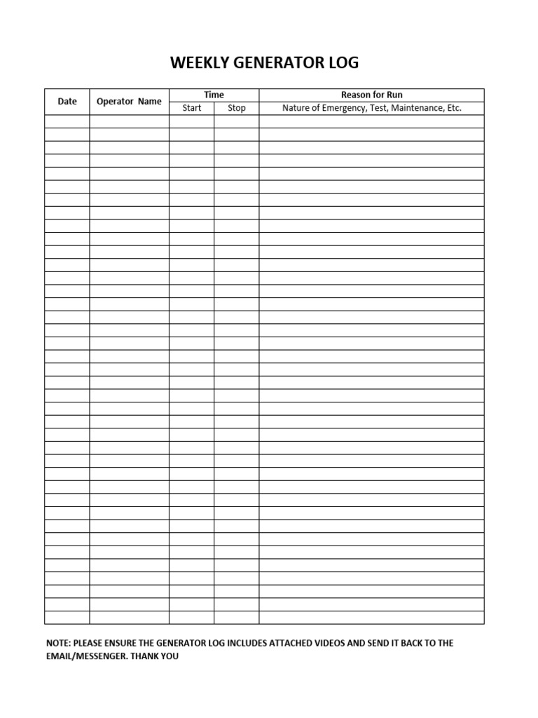 Generator Log | PDF