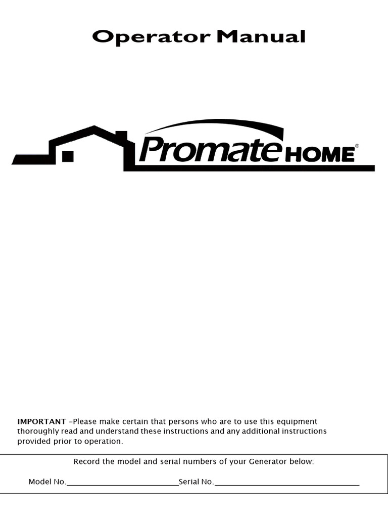 Promate Diesel Generator Operator Manual | PDF | Gasoline | Electric ...