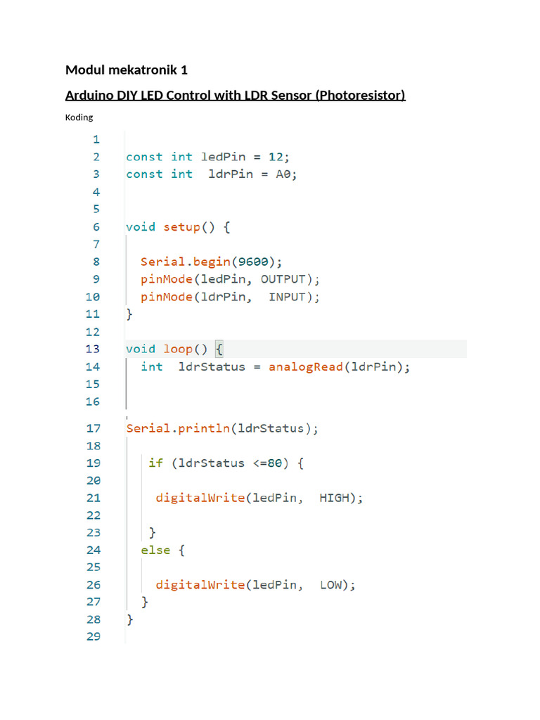 Modul Mekatronik 1 - LDR | PDF