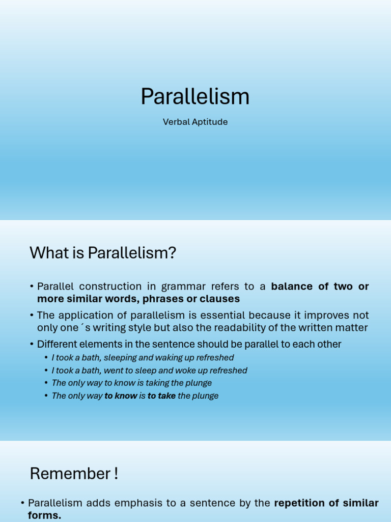 Parallelism PF | PDF | Verb | Word