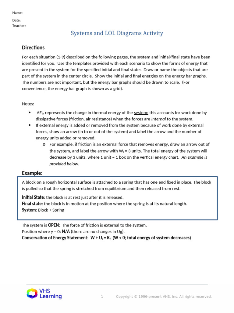 17 05 Systems and Lol Diagrams Activity | PDF | Force | Friction