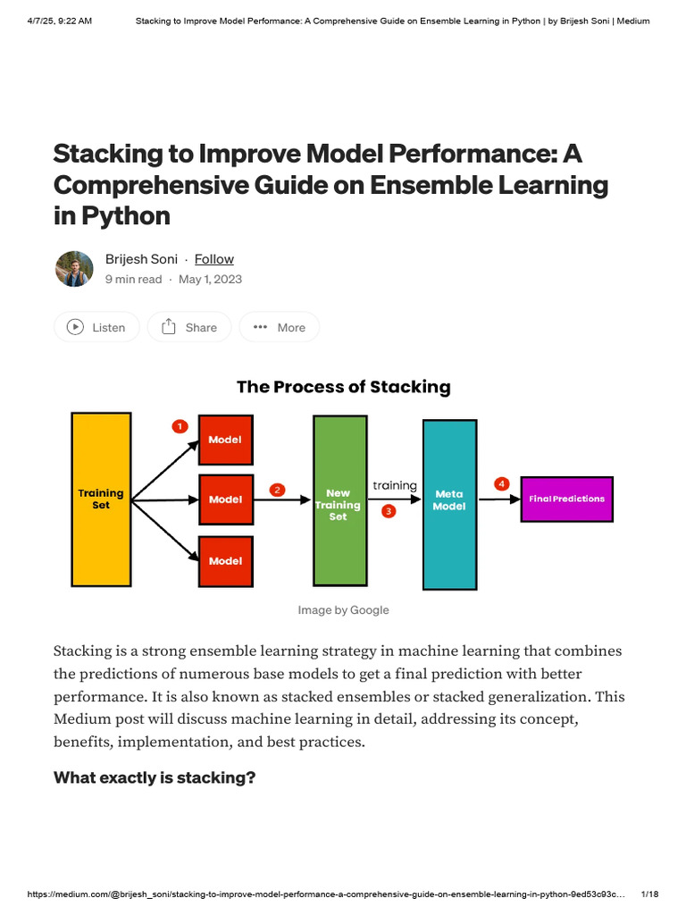Stacking To Improve Model Performance | PDF | Machine Learning | Prediction