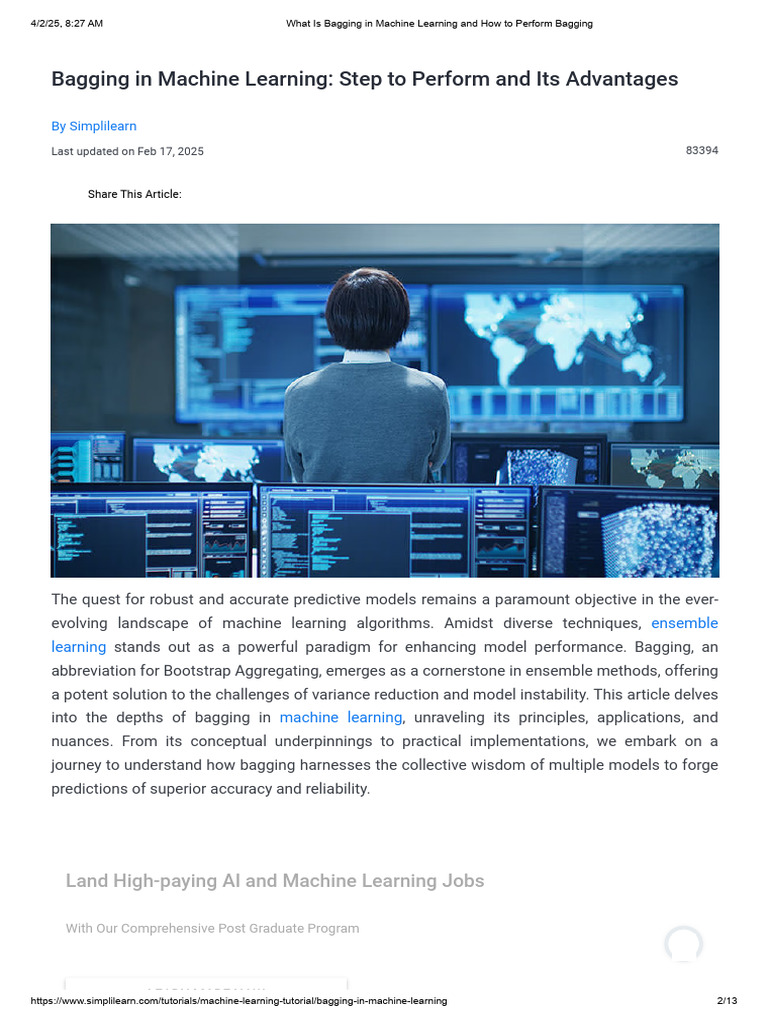 What Is Bagging in Machine Learning and How To Perform Bagging | PDF | Machine Learning ...