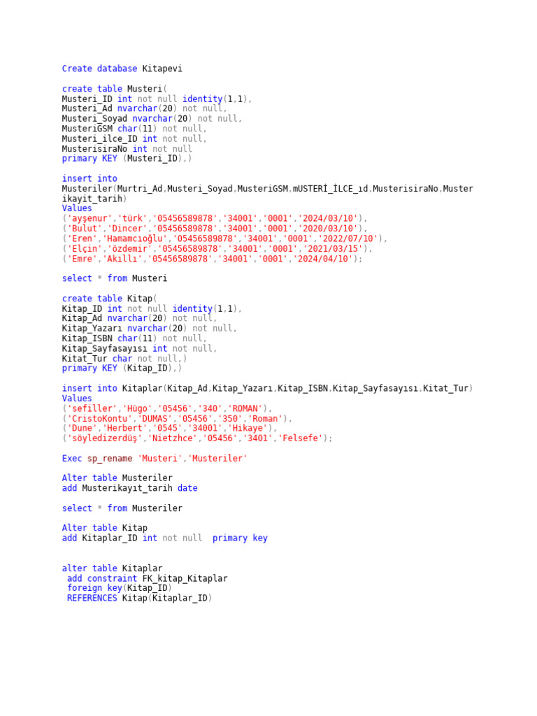 7.haft SQL Ornekleri | PDF