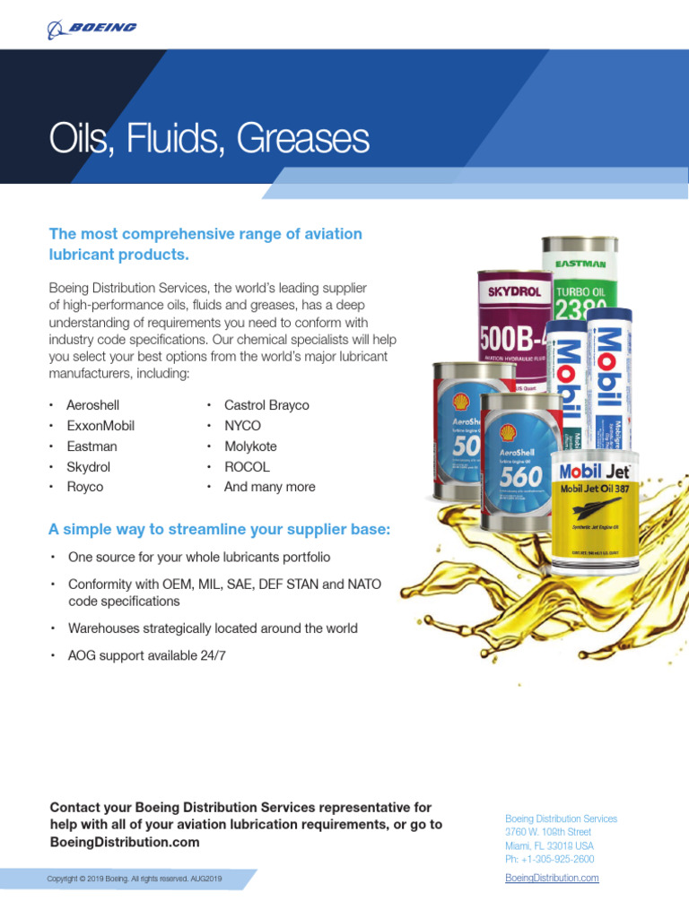 Boeing Distribution Lubricants Aug19 Digital | PDF | Lubrication ...