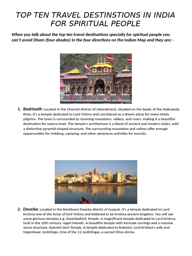 Top 10 Spiritual Destinations in India | PDF | Indian Religions
