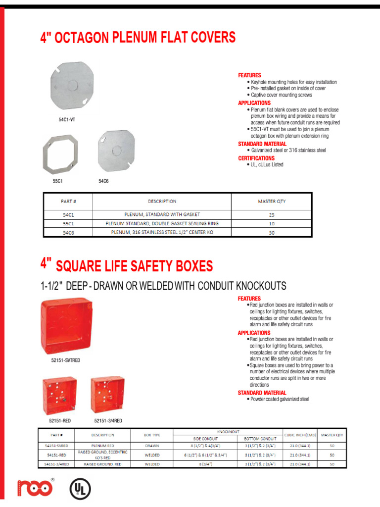 4 Octagon Cover and Square Box Red | PDF | Electric Power | Wire