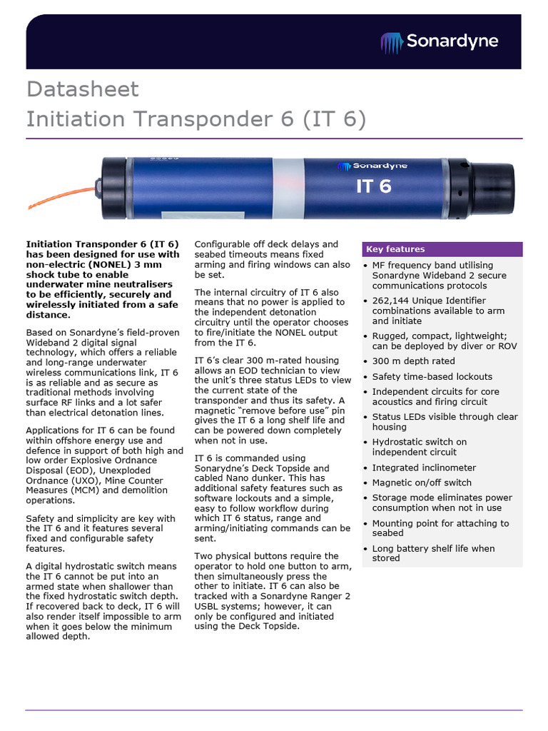 Sonardyne 8373 Initiation Transponder 6 | PDF | Naval Mine | Electricity