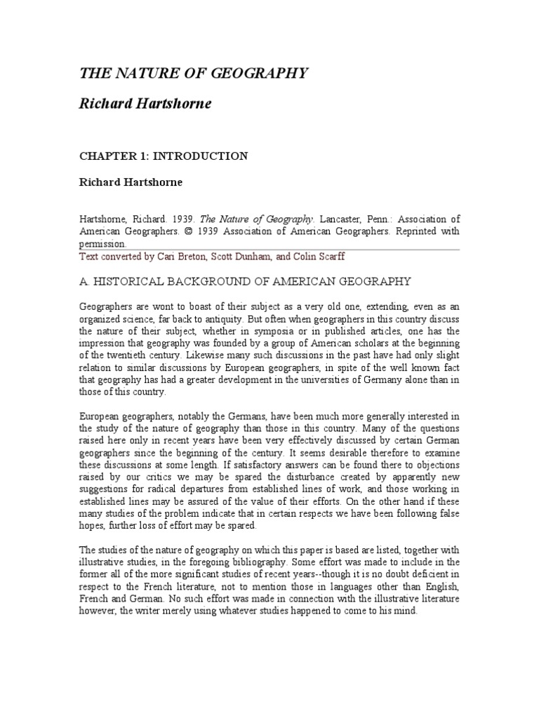 Hartshorne,+Richard +1939 +the+Nature+of+Geography | PDF | Geography ...