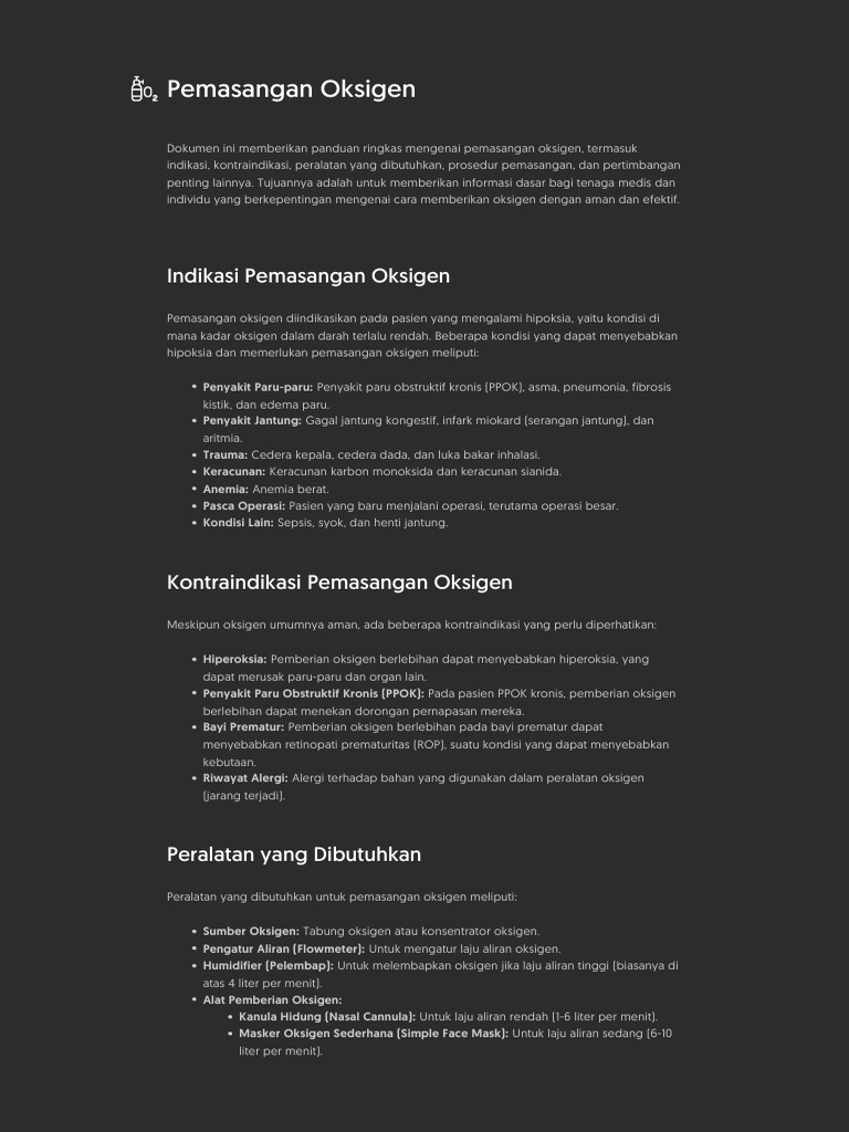 Pemasangan Oksigen | PDF