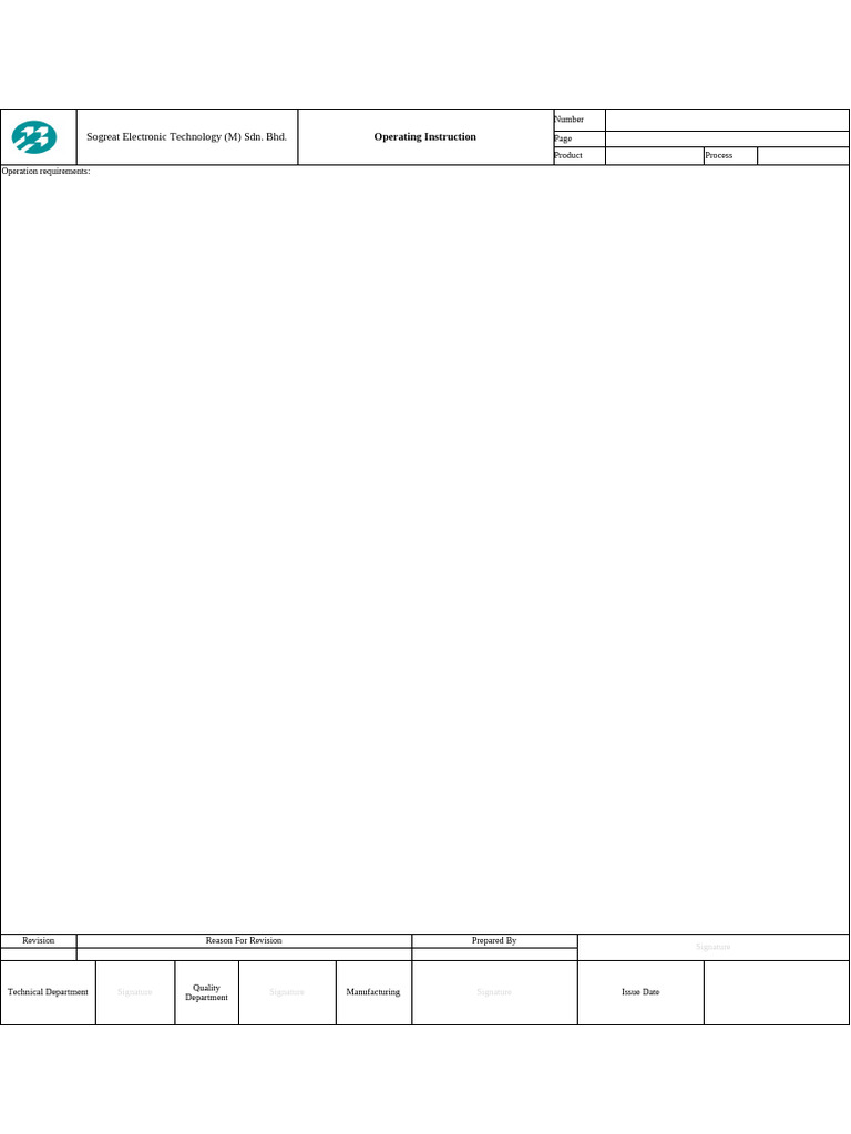 Operational Instruction Template | PDF