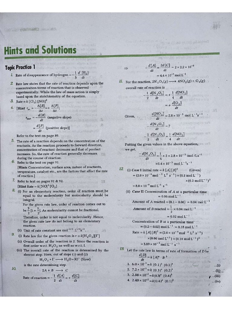 Chemistry Sheet Solutions | PDF