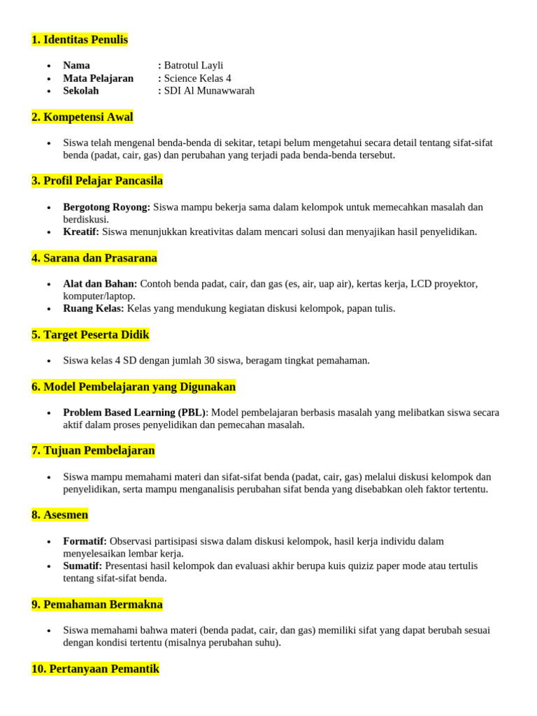 Modul Ajar Kelas 4C | PDF