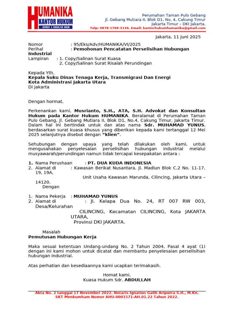 Surat Permohonan Mediasi | PDF