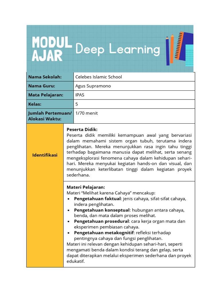 Modul Ajar Deep Learning Kelas 5 IPAS | PDF