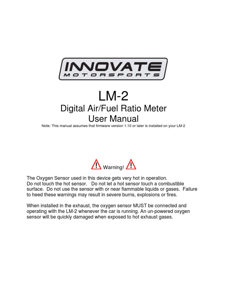 LM2 Manual 1.3 | Vehicle Technology | Energy And Resource