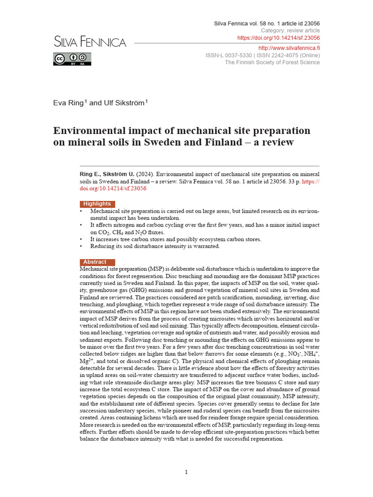 Environmental Impact of Mechanical Site Preparation On Ovp4ykaqxv | PDF ...