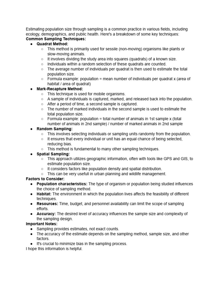 Key Techniques for Population Sampling | PDF | Sampling (Statistics ...