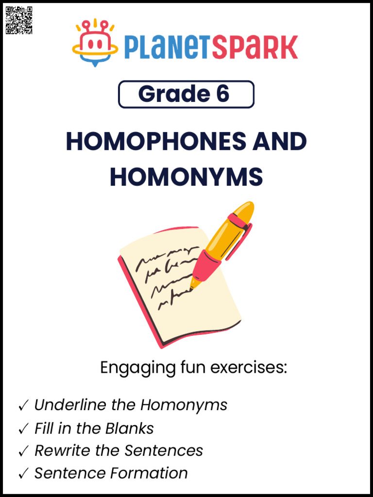 Grade 6 Homophones and Homonyms Worksheet | PDF