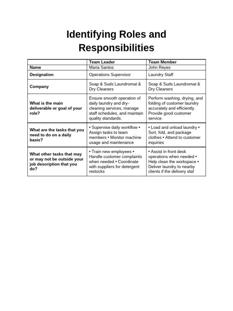 Identifying Roles and Responsibilities | PDF