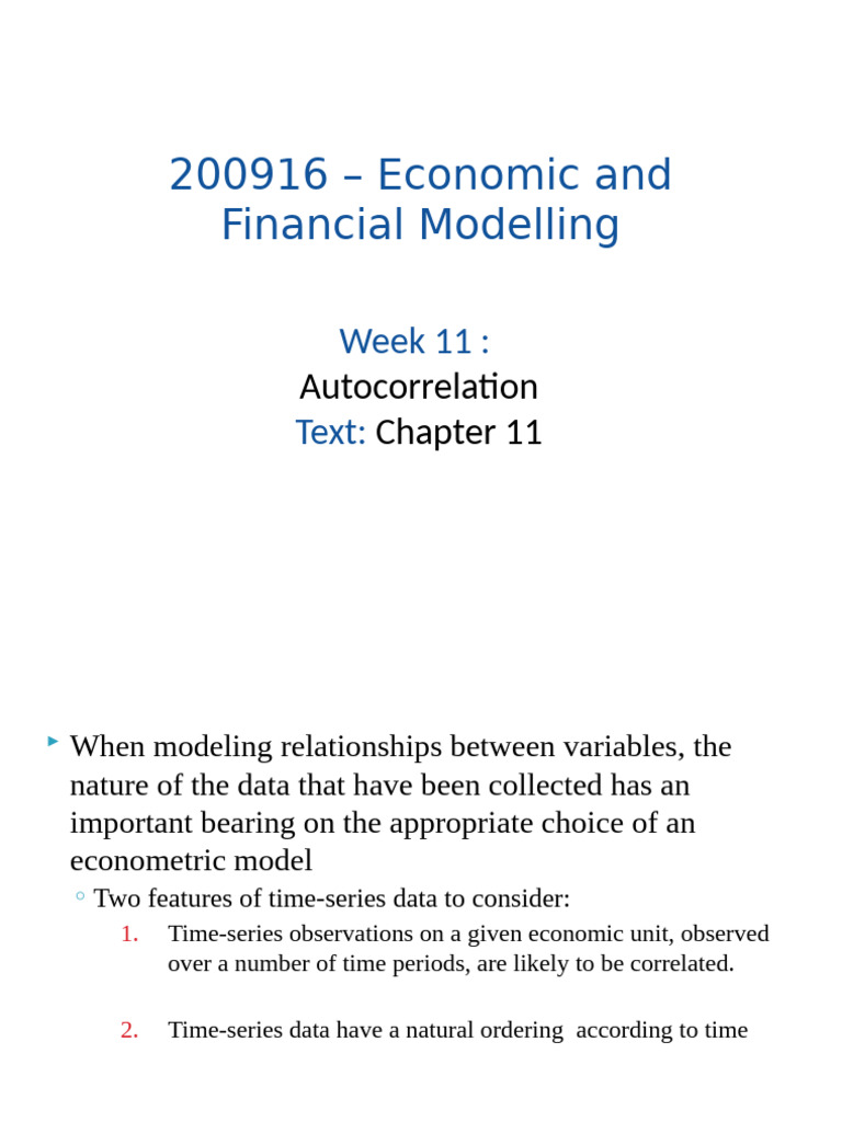Understanding Autocorrelation in Econometrics | PDF | Autoregressive ...