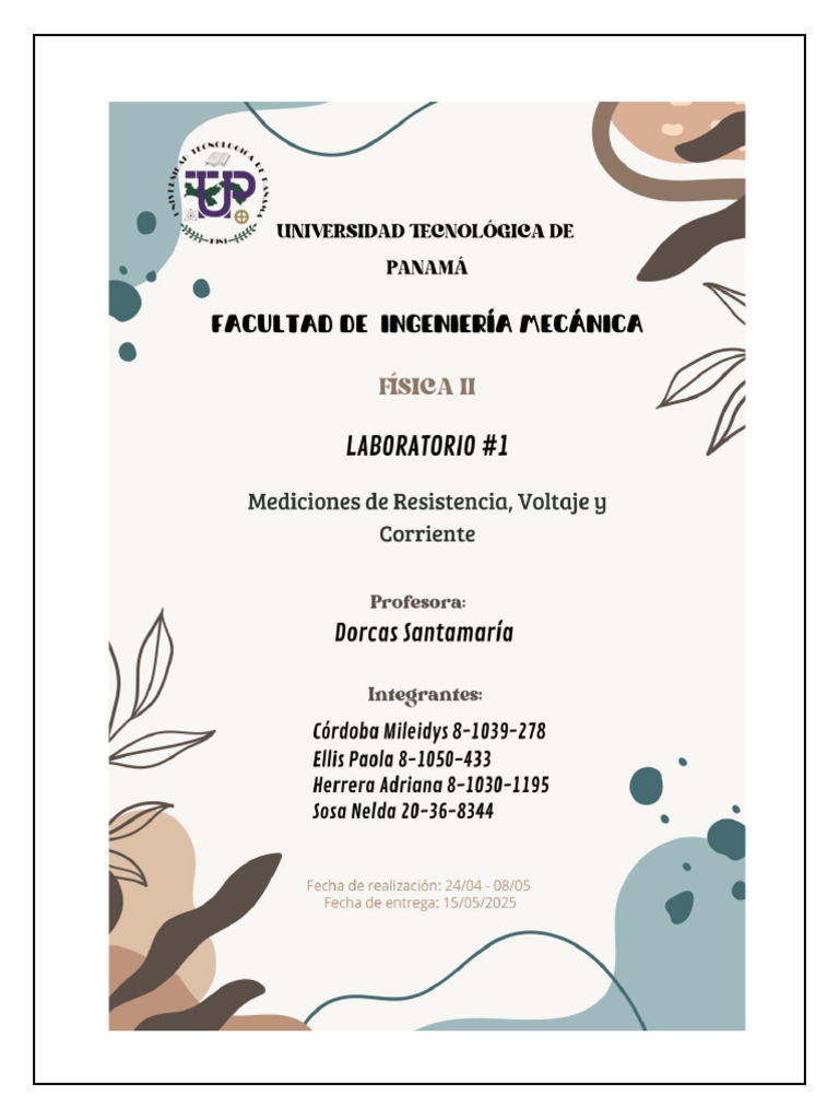 Lab 1 de Fisica Ii | PDF | Resistencia Eléctrica y Conductancia | voltaje