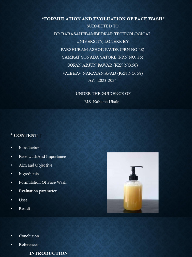 Face Wash Formulation and Evaluation | PDF | Skin | Hygiene