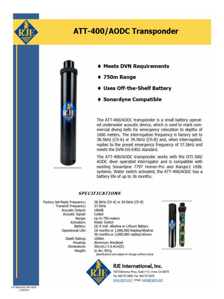 Att 400 - Aodc 600 18025 1 29 2021 | PDF | Electronics | Underwater Diving