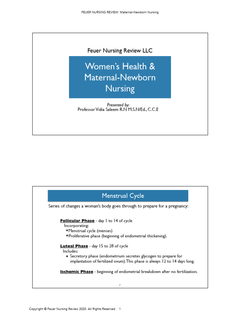 FNR Maternal Newborn Lecture Handout 2020 Updated | PDF | Birth Control ...