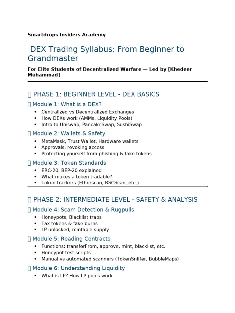 Dex Grandmaster Syllabus | PDF