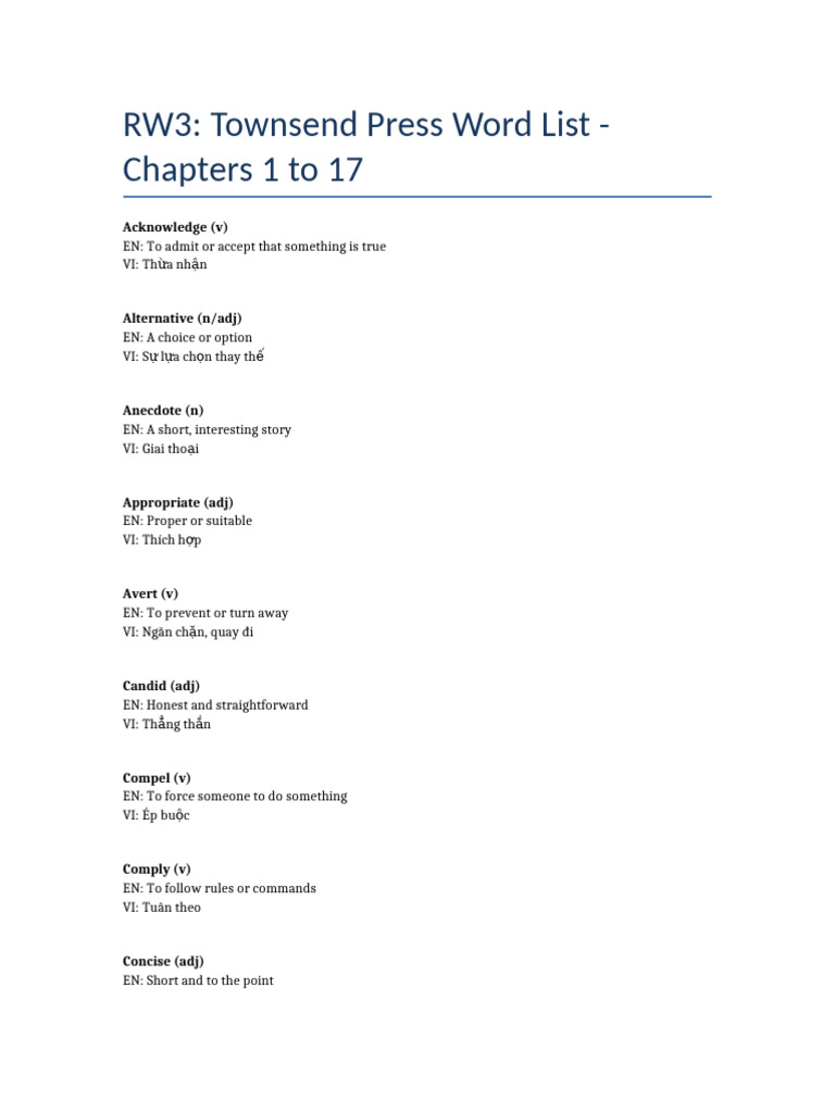 RW3 Ch1-17 Summary | PDF