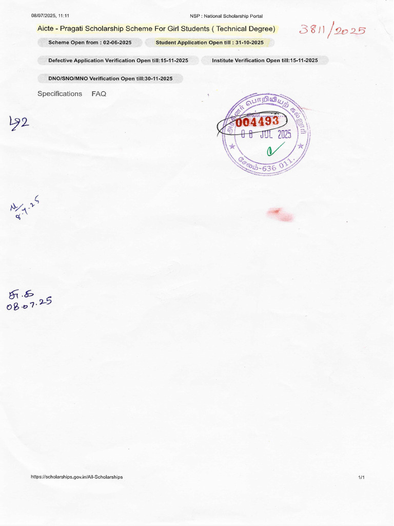 NSP Portal AICTE-Pragati Scholarship Web Portal Opening Details 2025 ...